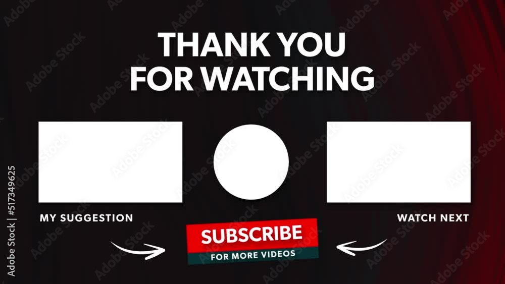 Youtube end screen dark red theme. Thank you for watching Stock Video ...