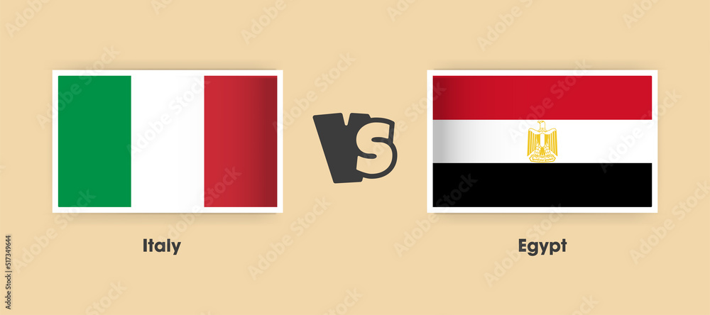 Italy vs Egypt flags placed side by side. Creative stylish national ...