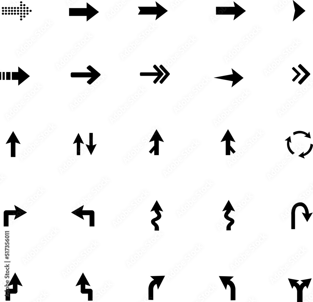 Arrows Big Black Set Icons Arrow Icon Arrow Vector Collection Arrow Cursor Modern Simple