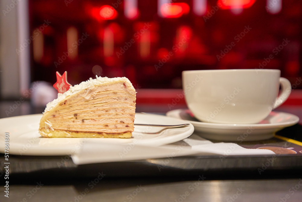 HONG KONG, CHINA - CIRCA DECEMBER, 2019: close up shot of layer cake ...