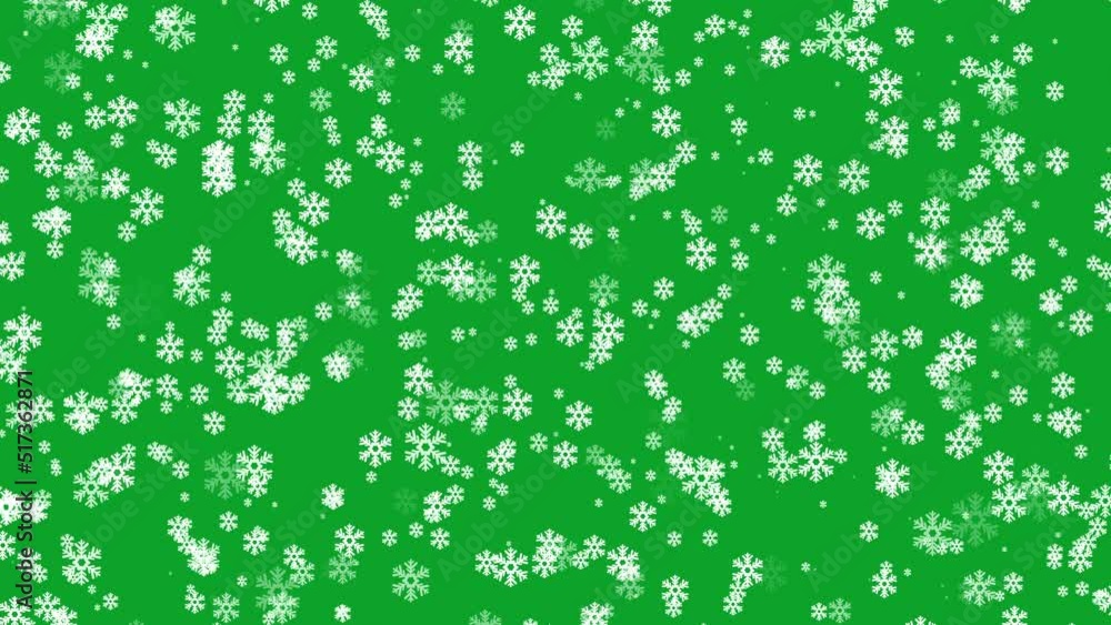 Snow falling down slowly 4K animation on Green screen. Christmas ...