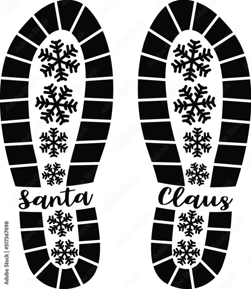 Santa Boot Print Stencil SVG, Santa Boot SVG Footprint Stock Vector ...