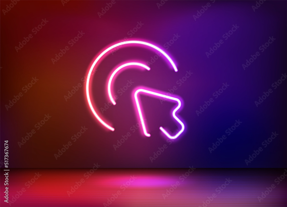 Neon glowing cursor arrow icon. 3d vector illustration Stock Vector ...