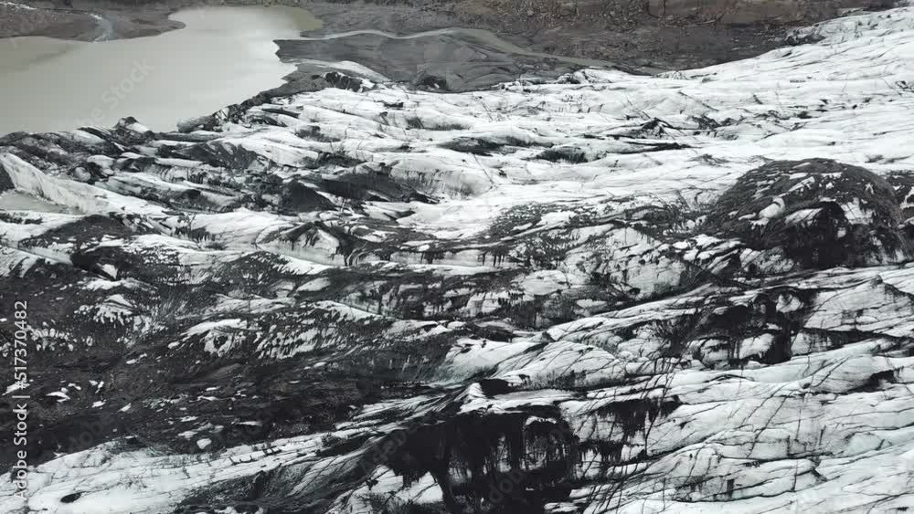 Iceland Glacier (Solheimajokull Slow Pan Drone shot 4K) Stock Video ...