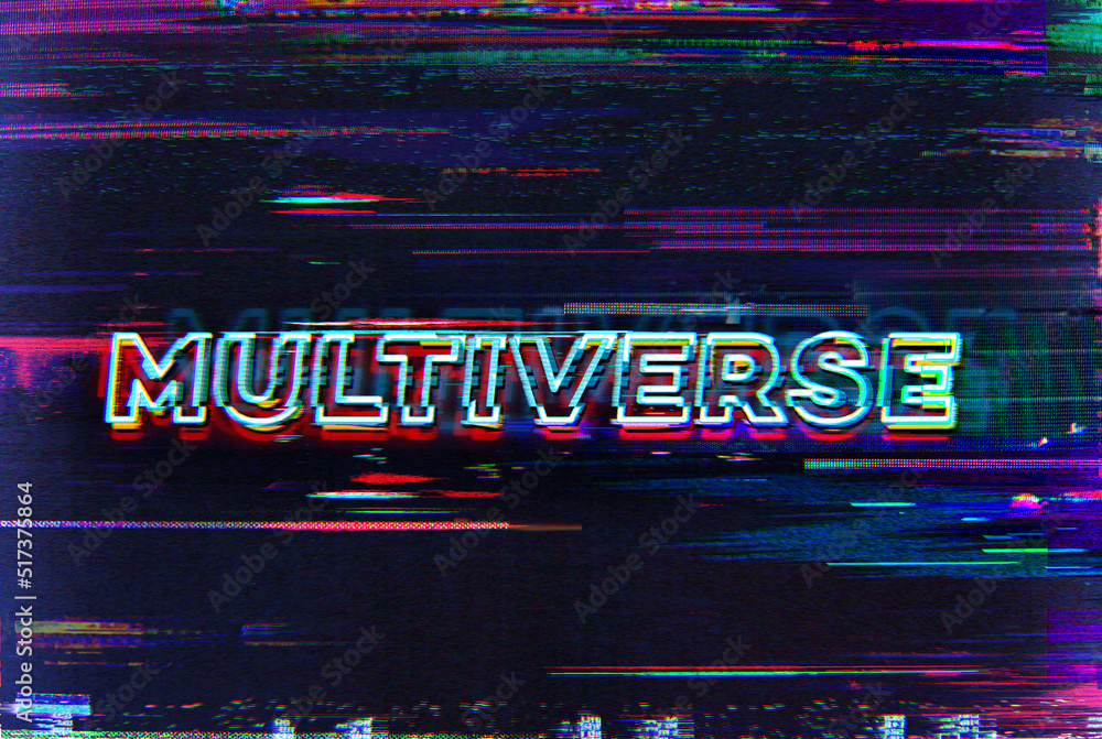 MULTIVERSE. Glitch art corrupted graphics typography illustration in ...