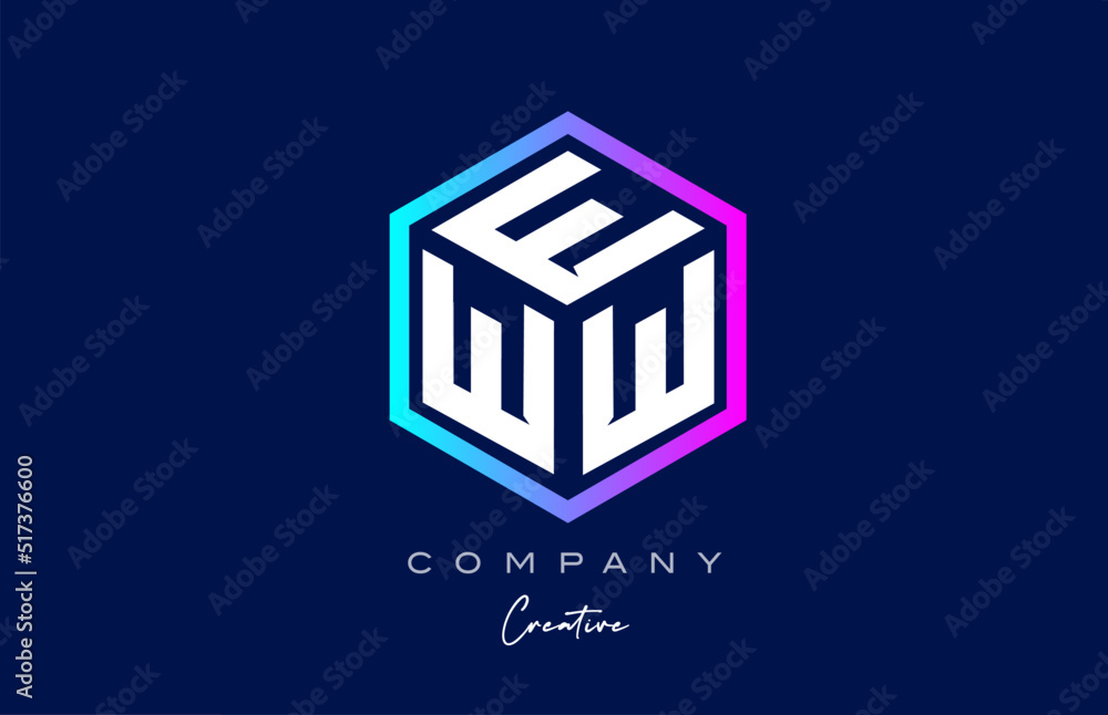 pink blue XXXXXXXXX three letter cube alphabet letter logo icon design ...