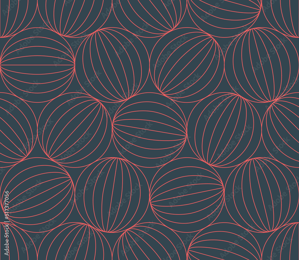 Modern Wireframe Sphere Shapes Outline Seamless Pattern Vector ...