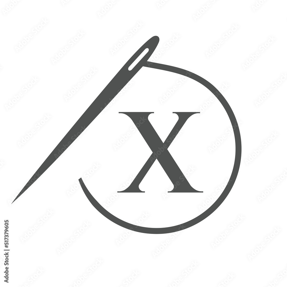 Letter X Tailor Logo, Needle and Thread Logotype for Garment, Embroider ...