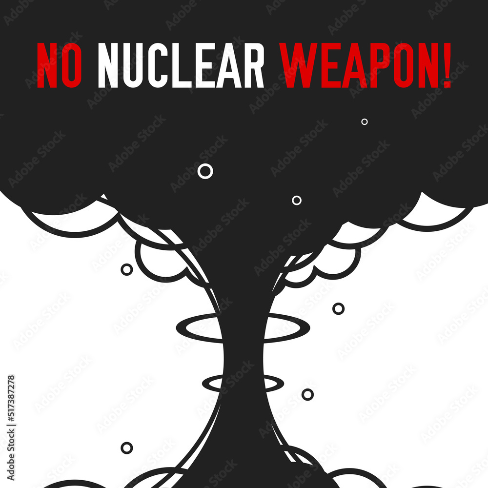 No nuclear weapon. Anti-war poster or banner template. Flat vector ...