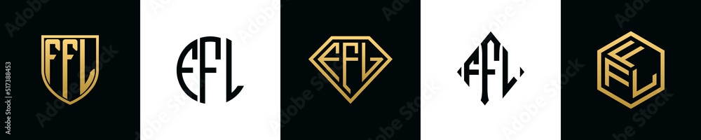 Initial letters FFL logo designs Bundle. This collection incorporated ...