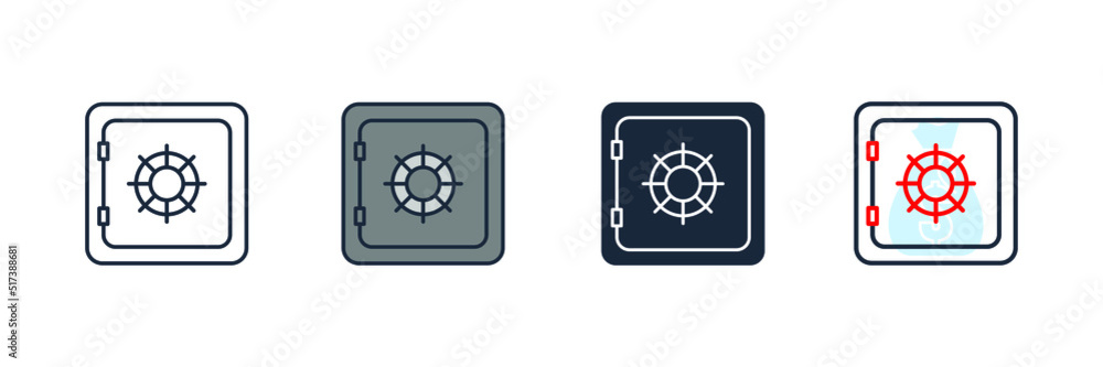 bank safe icon logo vector illustration. security metal safes symbol ...