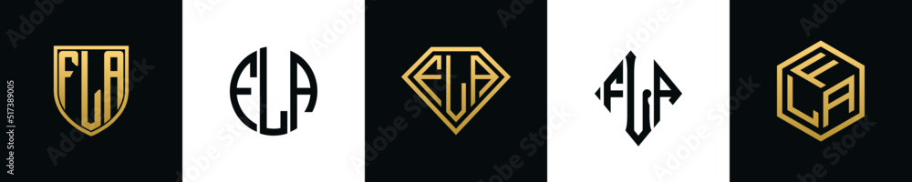 Initial letters FLA logo designs Bundle. This collection incorporated ...