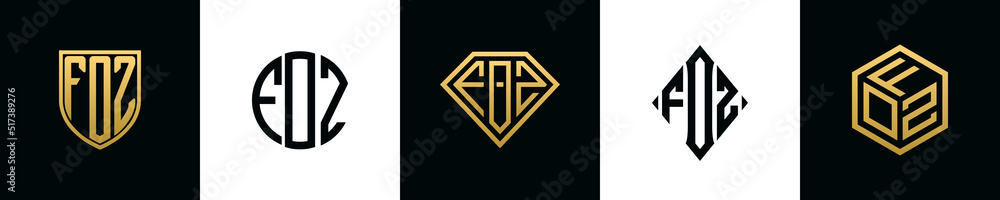 Initial letters FOZ logo designs Bundle. This collection incorporated ...