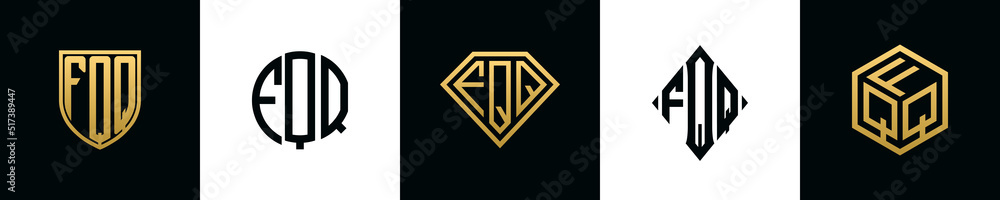 Initial letters FQQ logo designs Bundle. This collection incorporated ...