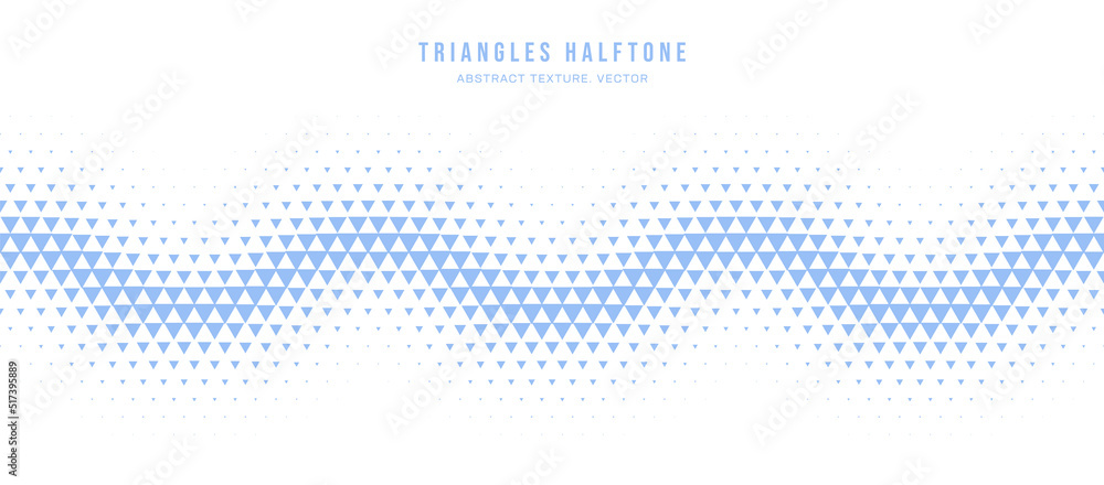 Photo Triangles Halftone Pattern Modern Geometry Abstract Vector Waveform Seamless Blue Border