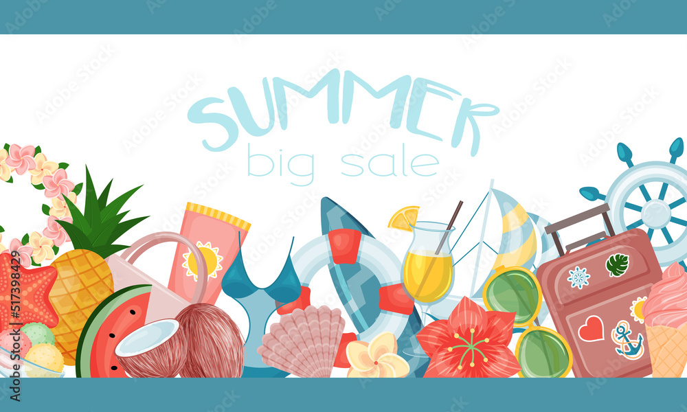 Fun summer banner. Design for social media and website. Vector ...