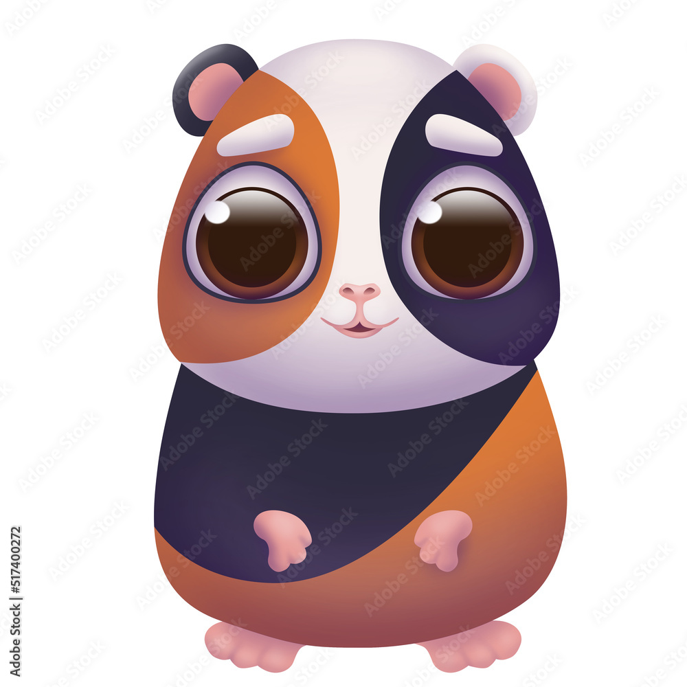 Cartoon funny spotted guinea pig isolated on white background. Cute ...