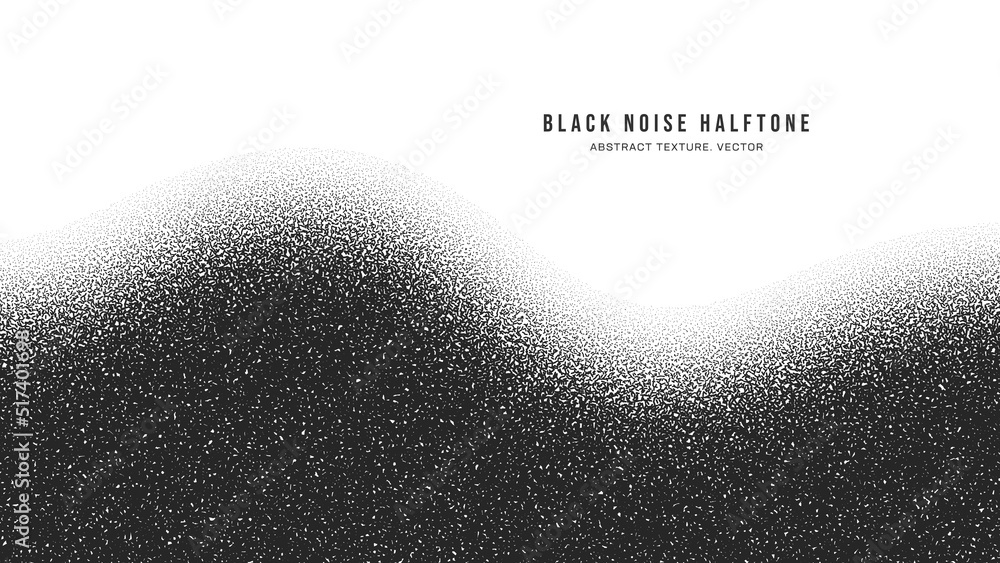 Black Noise Stipple Dots Halftone Pattern Vector Smooth Wavy Border ...