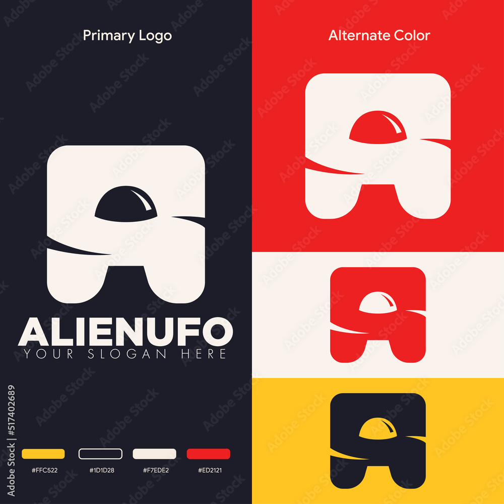 simple minimalist alien ufo logo design Stock Vector | Adobe Stock