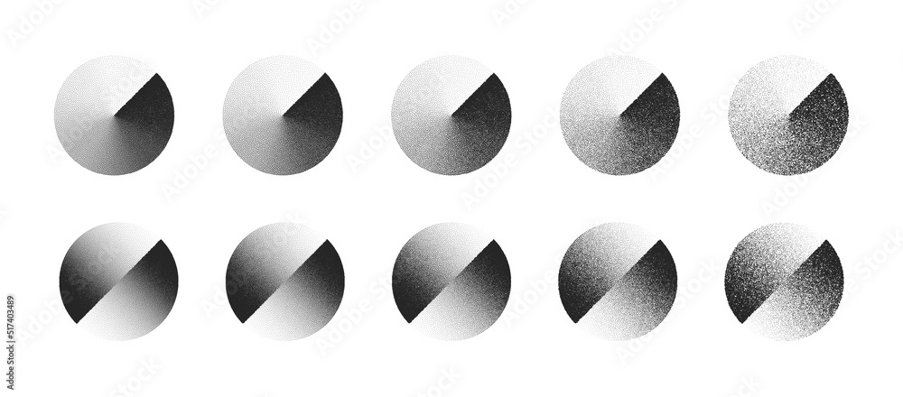 Clockwise Gradient And Shifted Circle Abstract Shapes Vector Set In ...