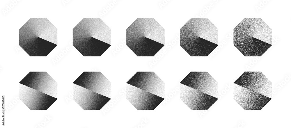 Clockwise Gradient And Shifted Octagon Abstract Shapes Vector Set In ...