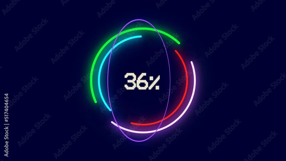 Loading Bar Circle animation, Loading neon circles icon on background ...