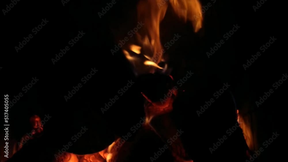 Screensaver for TV with a fireplace. Fire in the furnace Stock Video ...