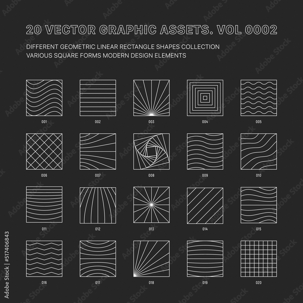 Vector Graphic Assets Various Outline Geometric Square Shapes ...