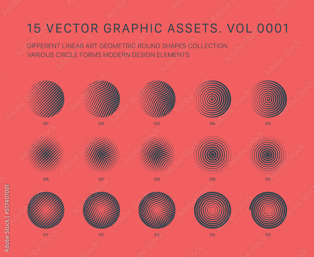 Vector Graphic Assets Various Linear Art Round Shapes Collection ...