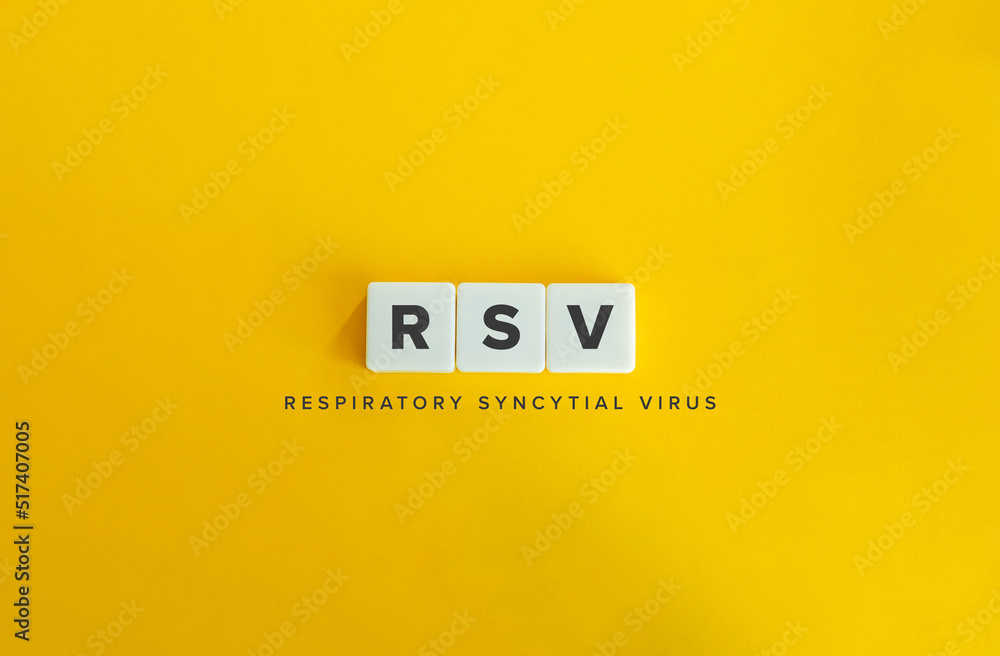 RSV (Respiratory Syncytial Virus) Banner. Letter Tiles on Yellow ...
