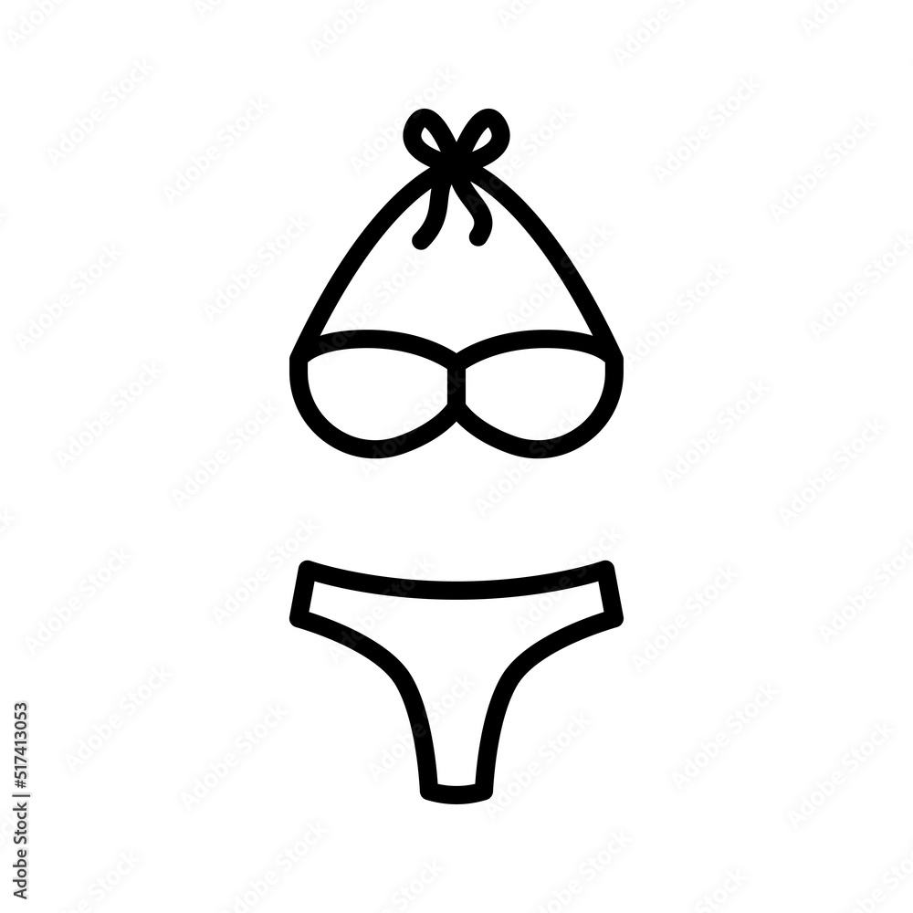Women Swimsuit Bikini Icon Beach Wear Pictogram Isolated On A White