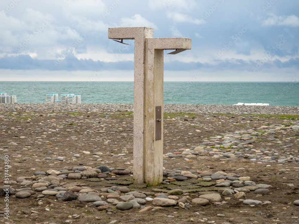 Shower on the beach. Washbasin on the beach. Public accessible shower ...