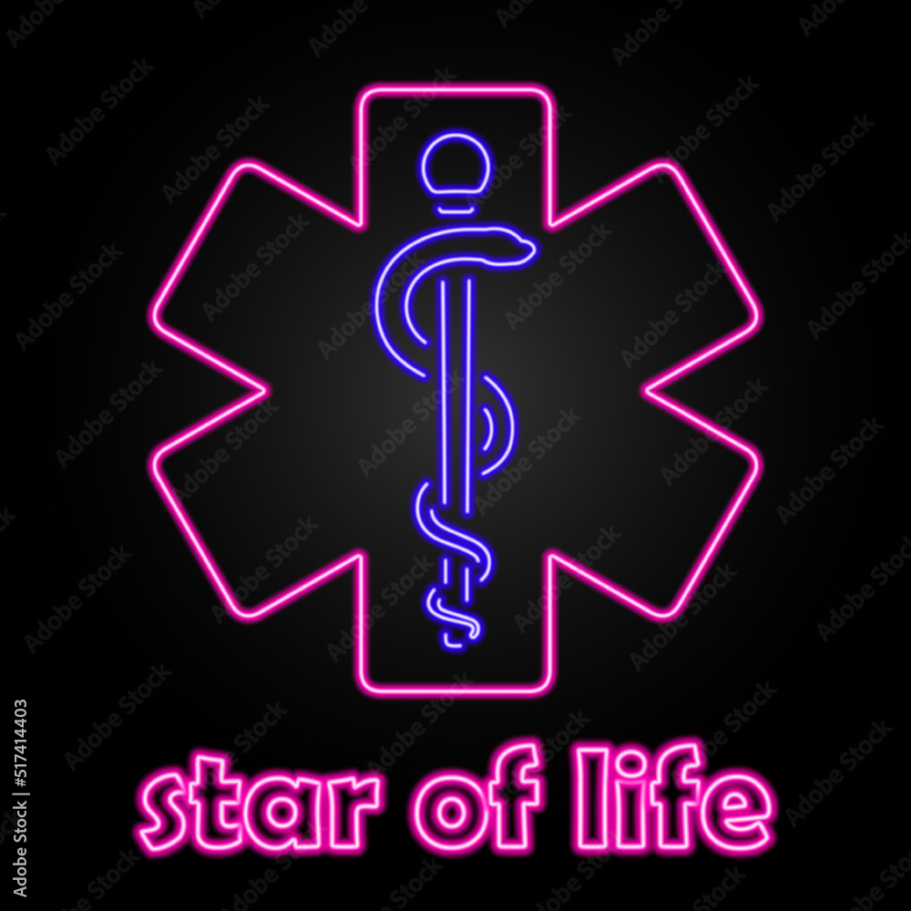 star of life neon sign, modern glowing banner design, colorful modern ...