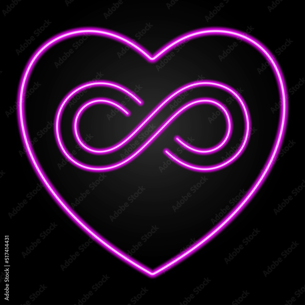 infinity heart neon sign, modern glowing banner design, colorful modern ...