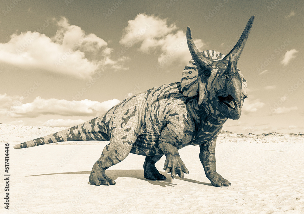 triceratops is walking side view Stock Illustration | Adobe Stock
