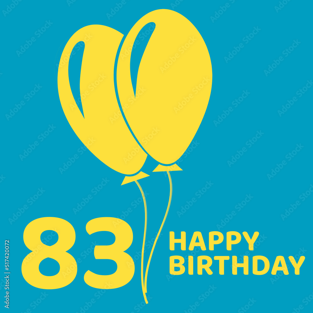 83 years logo. Square logo illustration with 83. Happy birthday text on ...