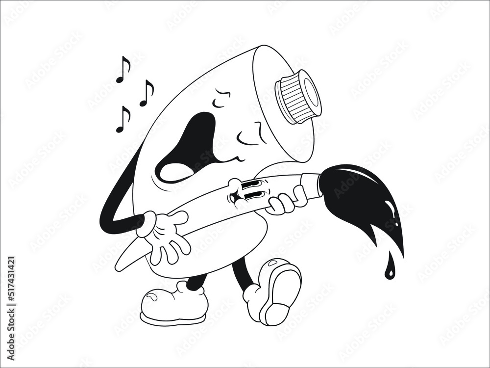 Line cartoon drawing of paint and paint brush ready for school Stock ...