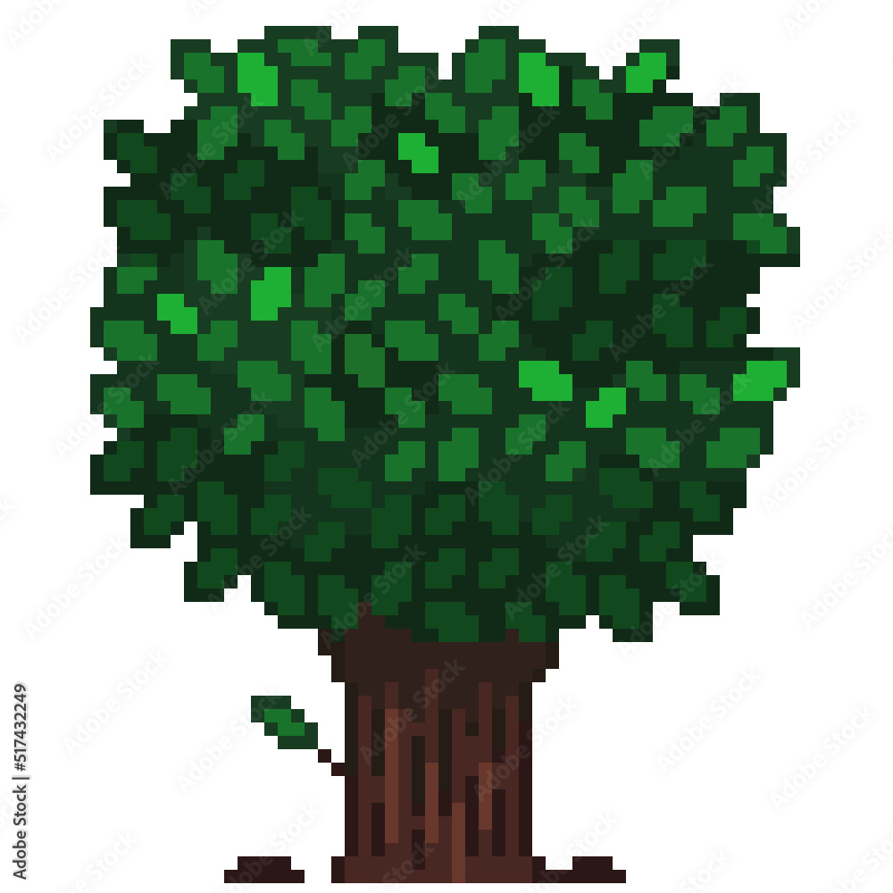 An 8-bit retro-styled pixel-art illustration of a spruce tree. Stock ...