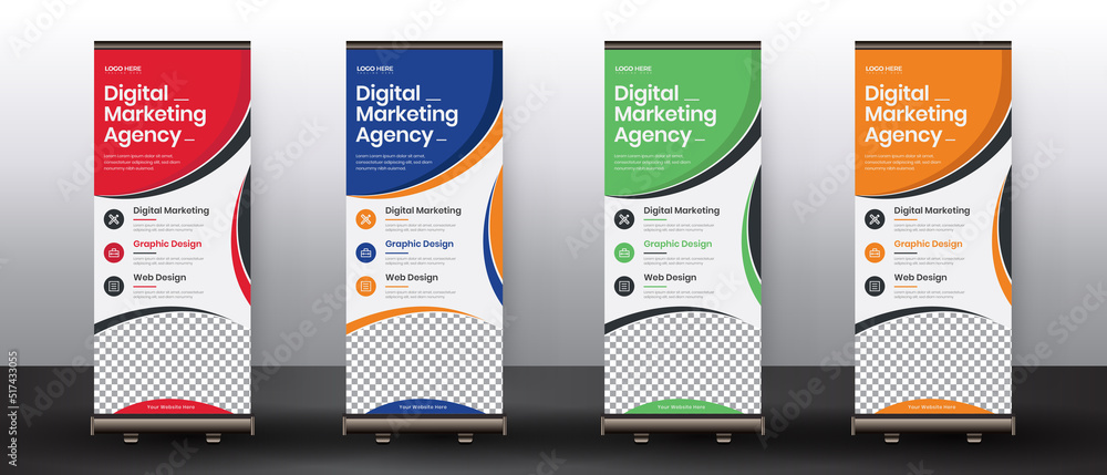 Creative Modern and colourful minimal style roll-up banner template ...
