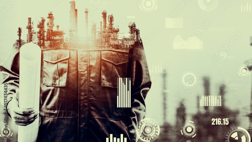 Future factory plant and inventive energy industry concept in creative ...