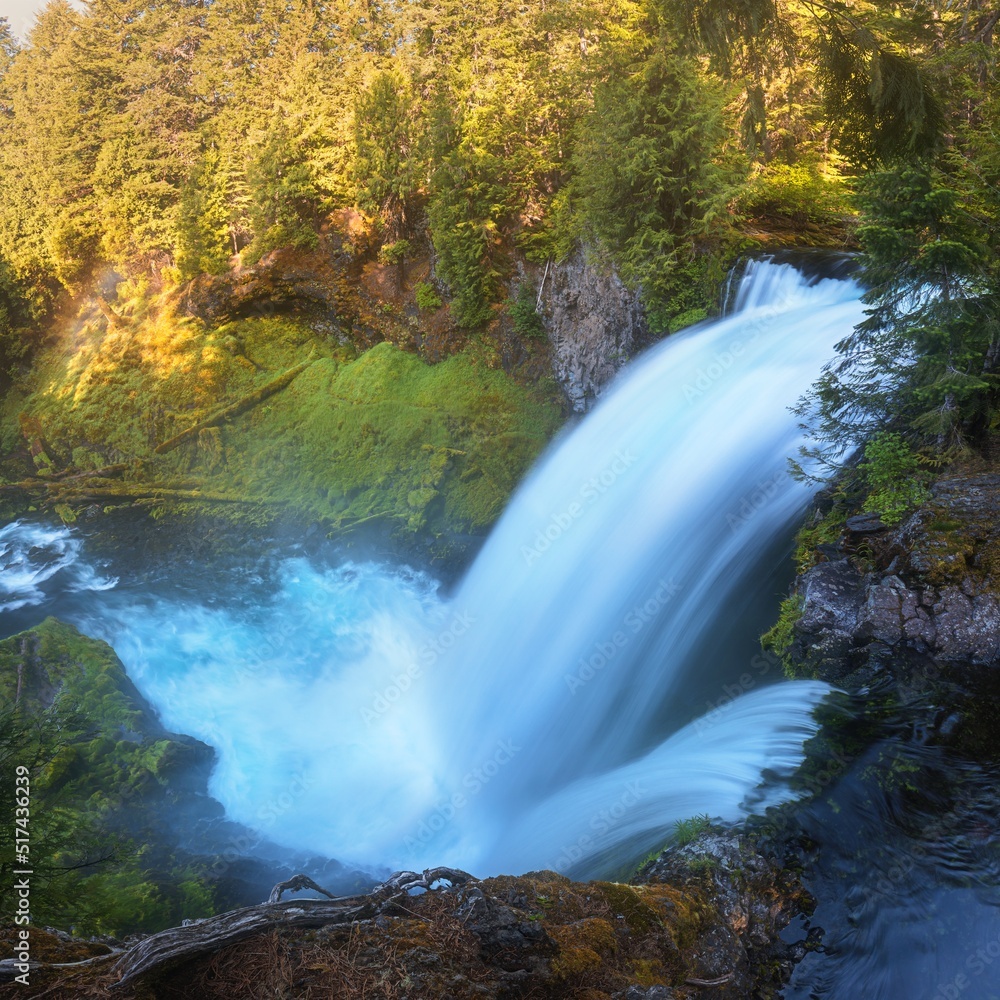Koosah Falls, also known as Middle Falls, is second of the three major ...