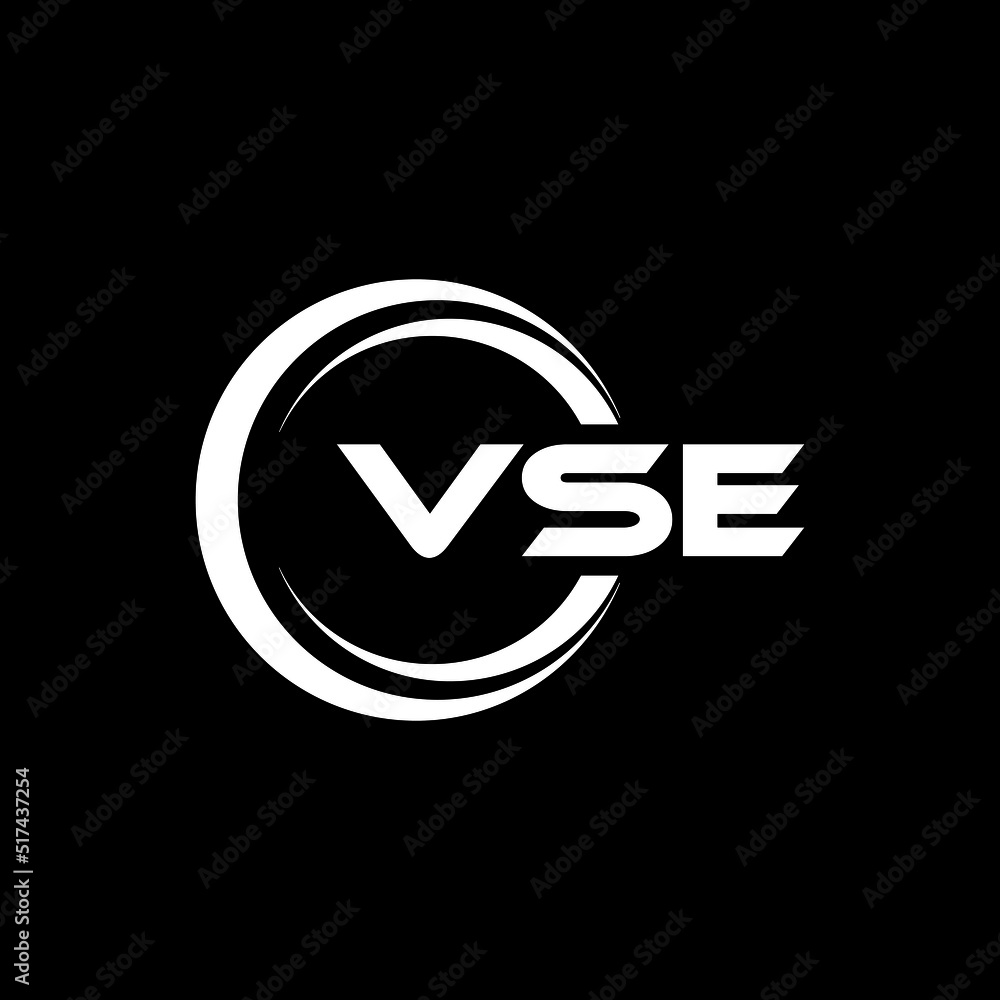 VSE letter logo design with black background in illustrator, cube logo ...