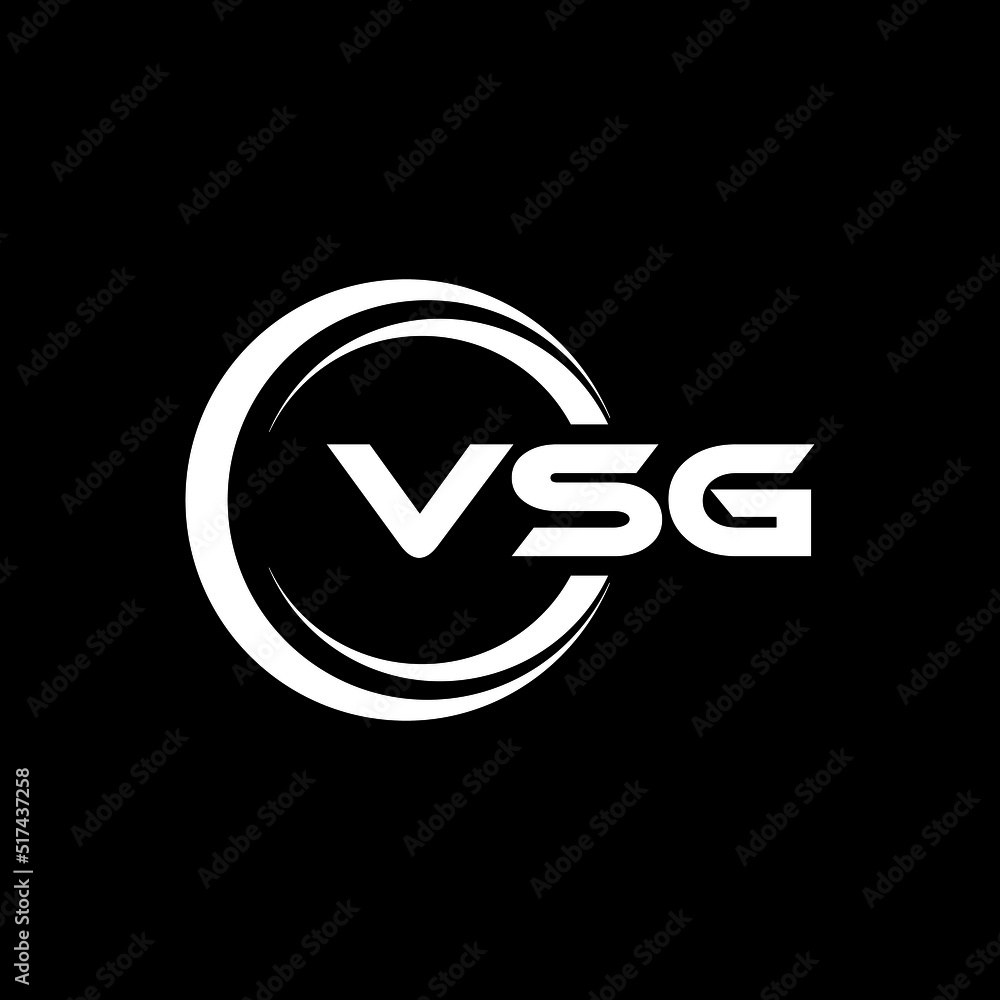 VSG letter logo design with black background in illustrator, cube logo ...