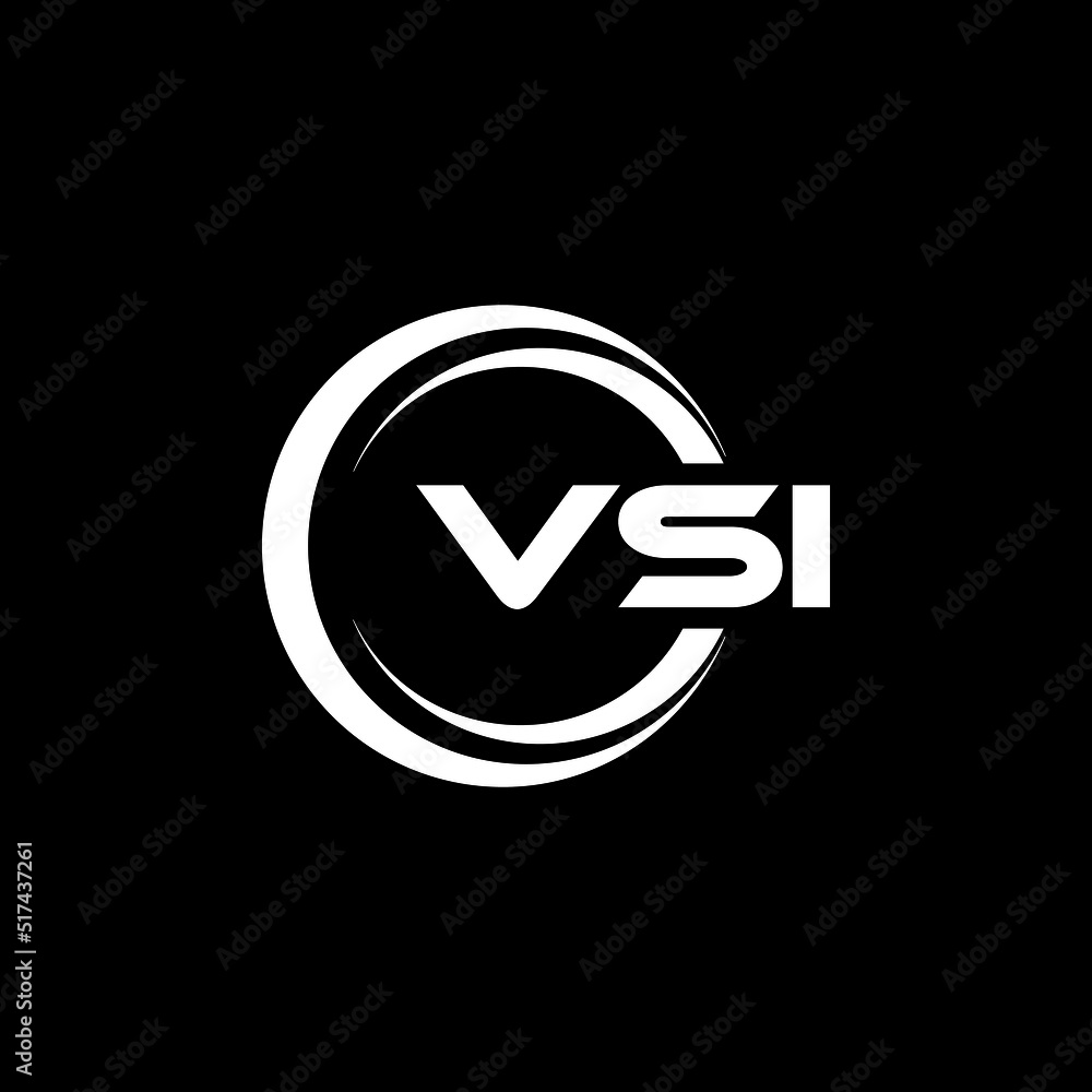 VSI letter logo design with black background in illustrator, cube logo ...