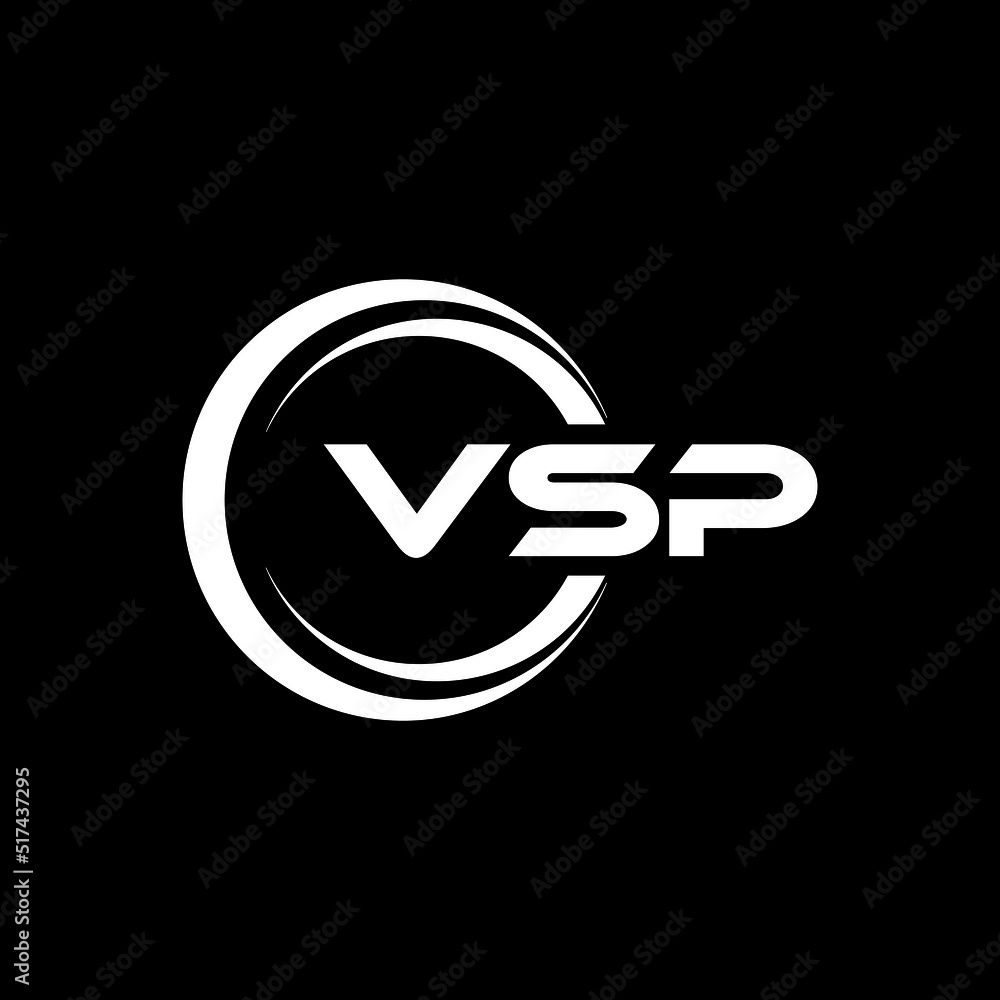VSP letter logo design with black background in illustrator, cube logo ...
