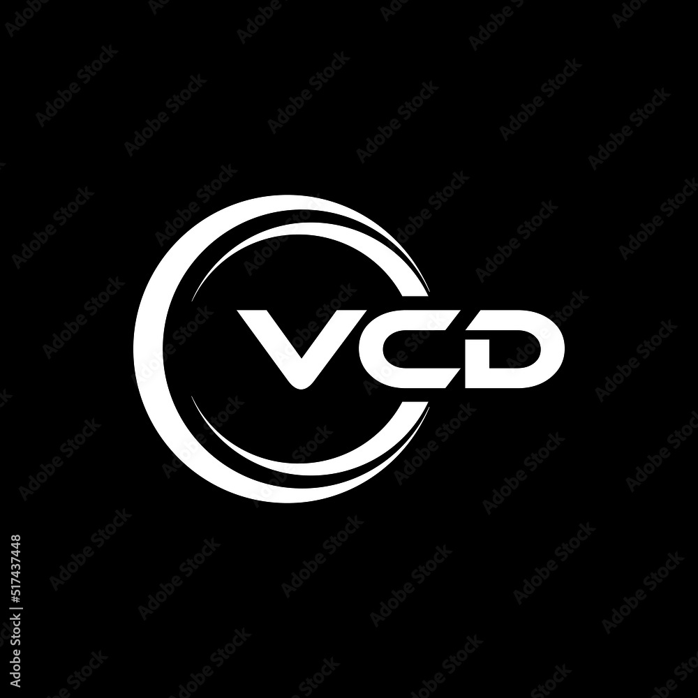 Vecteur Stock VCD letter logo design with black background in ...
