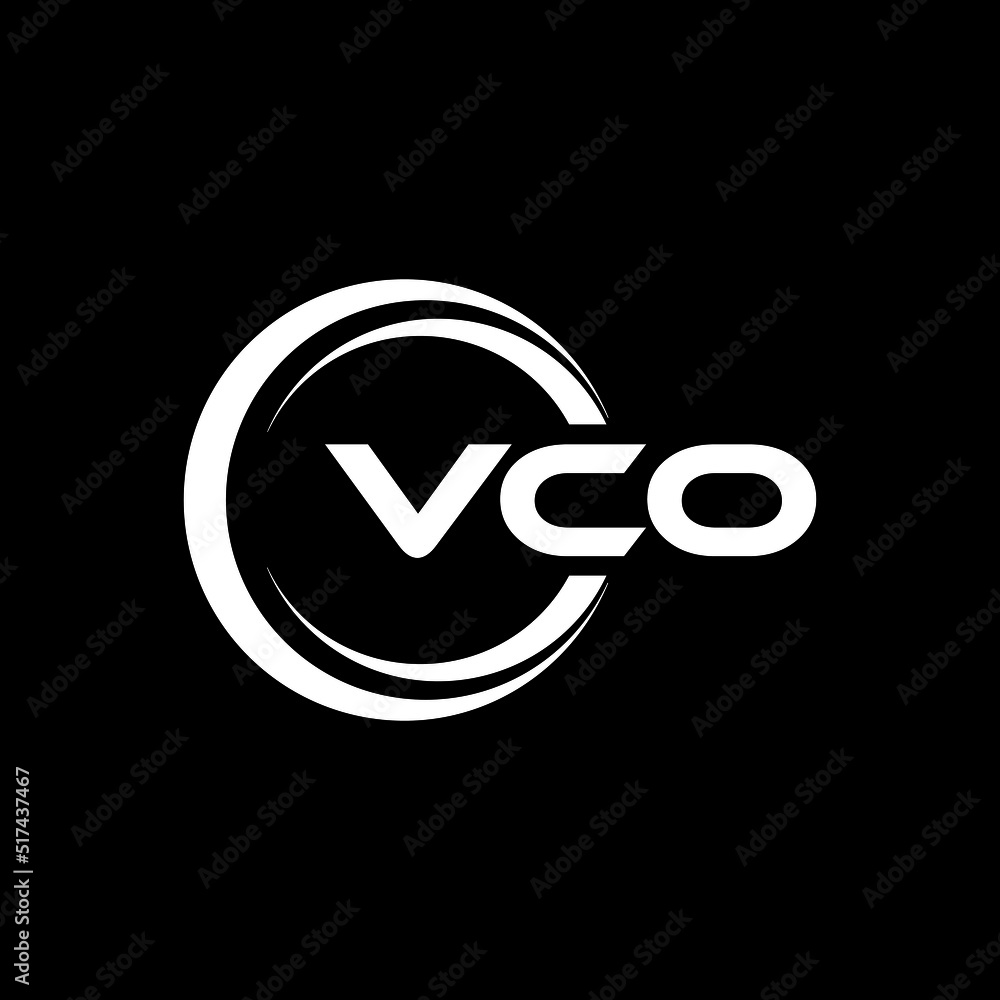 VCO letter logo design with black background in illustrator, cube logo ...