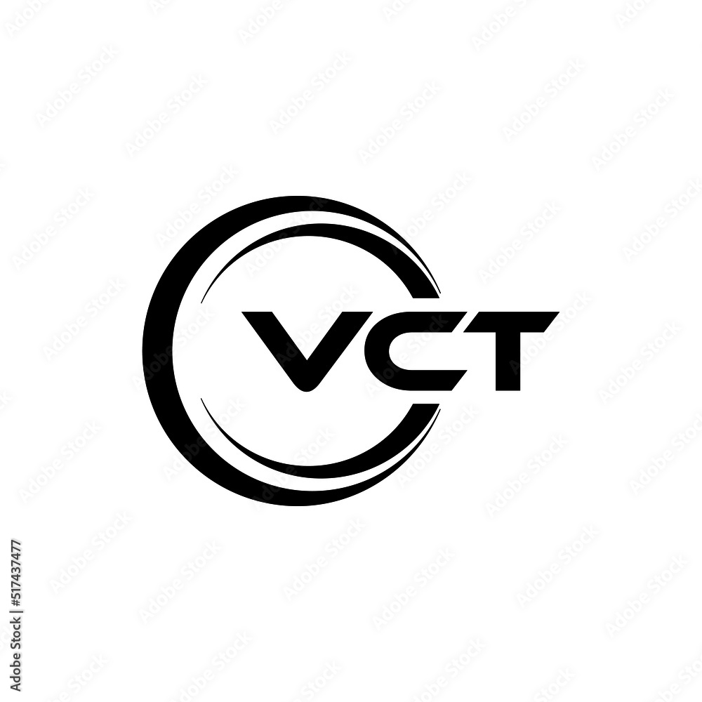 VCT letter logo design with white background in illustrator, cube logo ...