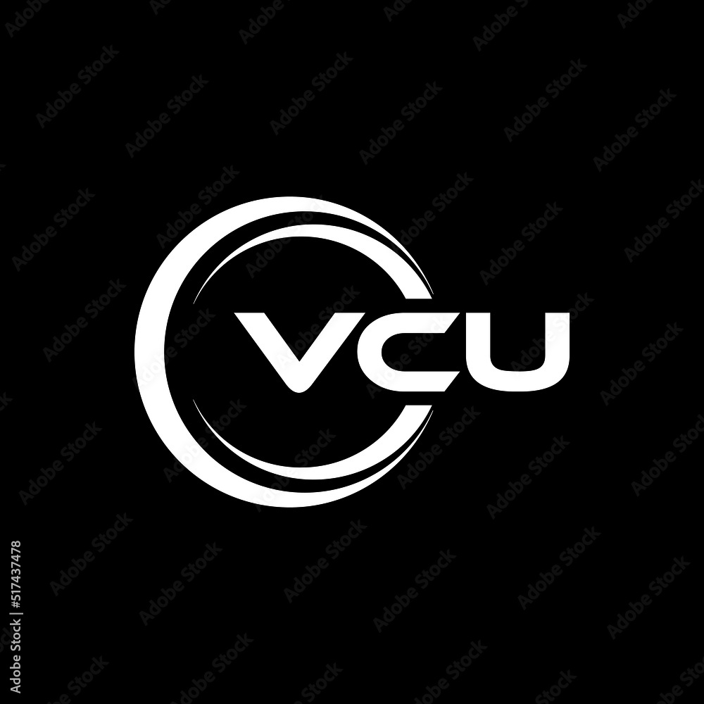 VCU letter logo design with black background in illustrator, cube logo ...