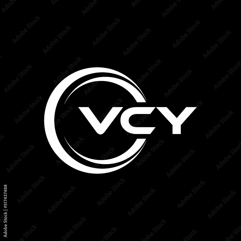 VCY letter logo design with black background in illustrator, cube logo ...